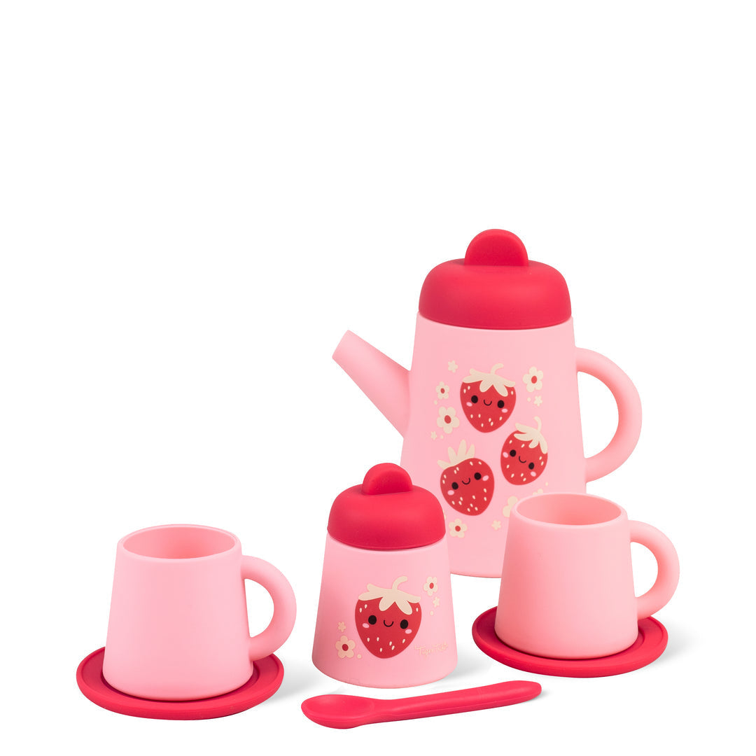 Tiger Tribe Silicone Tea Set – Strawberry Patch | Pretend Play Tea Set ...