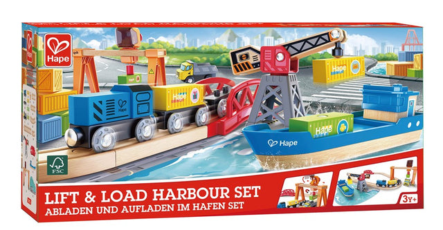 Hape Lift & Load Harbour Set – The Toybox NZ Ltd