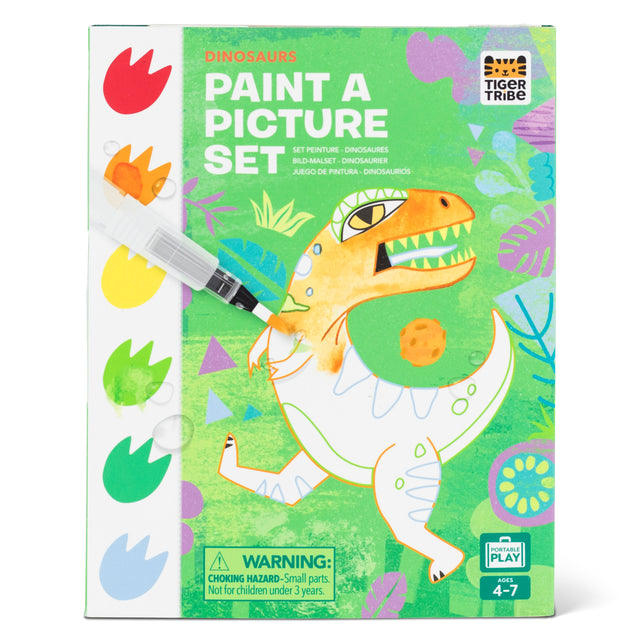 Tiger Tribe Paint‑A‑Picture Set – Dinosaurs | Watercolour Kit for Ages 4–7